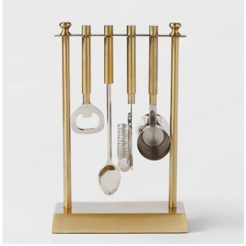 5pc Bar Tool Set With Stand Gold | Dwelling Envy Interiors